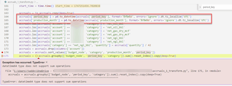 Work Around For Pandas Error Datetime64 Type Does Not Support Sum